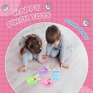 Easter Basket Stuffers,Easter Basket Essentials,4pcs Squishy Easter Bunny Stress Balls for Adults,Kids,Easter Toys Stress Relief Fidget Balls,Easter Party Favors for Kids,Easter Basket Ideas Gifts