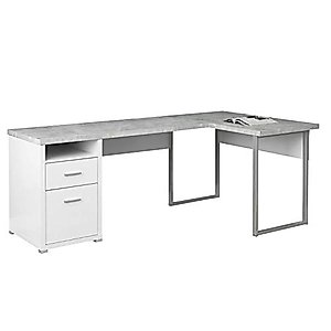 Monarch Specialties Computer Desk Left or Right Facing White / Cement-Look 80"L
