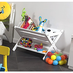 Lipper International Kids' Book Caddy with Shelf, White