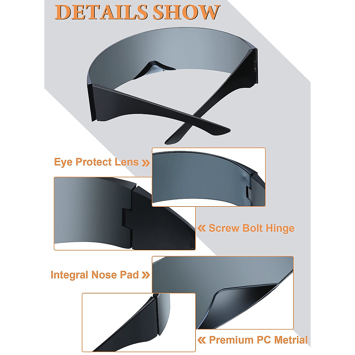 Honoson 6 Pieces 80s Futuristic Cyclops Visor Sunglasses with Semi Translucent Back to Future Inspired Costume Futuristic Wrap Visor Sun Glasses for Men Women Cyclops Futuristic Style