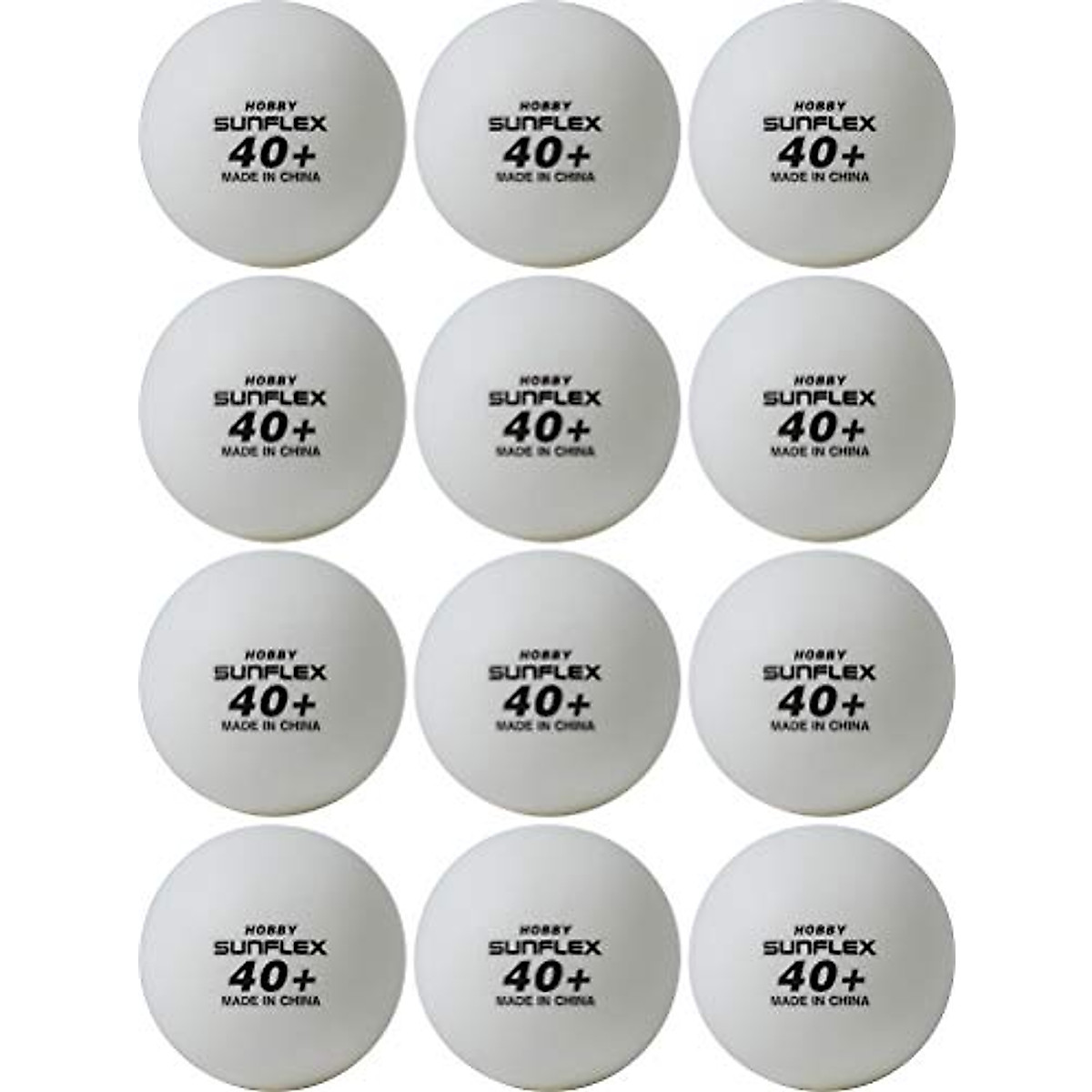 Sunflex Hobby Table Tennis Balls Pack of 12 Ping Pong Balls - Plastic 40+ Table Tennis Recreational Training Balls - Available in Two Colors - White and Orange