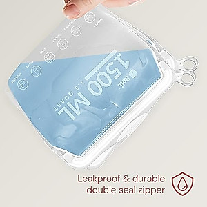 Reli. Reusable Silicone Bags (2 Pack) | Gallon (1500 ml), Clear | Silicone Freezer Bags for Food Storage| Reusable Food Storage Bags for Food, Meal Prep, Storage | Dishwasher/Freezer Safe
