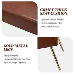 HULALA HOME Contemporary Loveseat Sofa with Metal Legs, Upholstered PU Faux Leather 2-Seat Small Couch, Armless Love Seats Chairs for Bedroom, Living Room, Office, Apartment, Small Space/Black