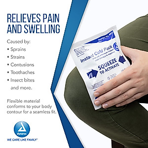 Dynarex Disposable Ice Packs for Injuries - Instant Cold Packs for First Aid, Swelling, Sprains & Abrasions - Single Use Cold Pack & Cold Compress Packs for Joint & Muscle Pain - 24-Pack, 4x5-Inch