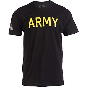 Ann Arbor T-shirt Co. Army PT Style Shirt | U.S. Military Physical Training Infantry Workout (BlackCot,S)