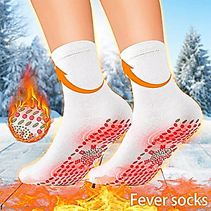 Ntpwenla 1 Pair Self-Heating Magnetic Socks Men Women,Washable Winter Warm Long Socks Tourmaline Self Heated Socks Thermal Insulated Heated Socks Sports Outdoor Hiking Climbing