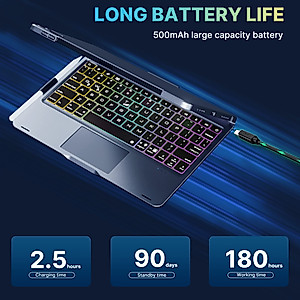 pekarejue iPad Pro 11-inch Keyboard: 2022 iPad Air 5th 4th Generation 10.9 inch and iPad Pro 11 inch Case with Keyboard Smart Magic Trackpad Bluetooth Backlit 360 Swivel Pencil Holder Metallic Grey