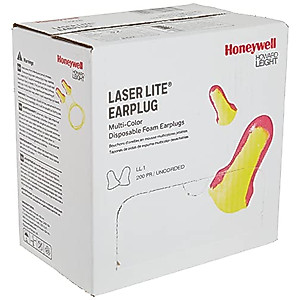 Howard Leight by Honeywell Laser Lite High Visibility Disposable Foam Earplugs, Pink/Yellow , 200-Pairs (LL-1) - 3301105