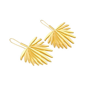 Palm Leaf Earrings for Women, Cute Coconut Tree Leaf Earrings for Womens, Tropical Palm Tree Leaf Dangle Earrings Hypoallergenic, Gold Leaf Statement Drop Earrings, Zinc, No Gemstone