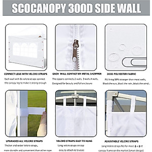 SCOCANOPY 2PCS SideWall with Window for 8x8 Canopy Frame (White)