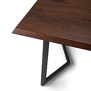 SIMPLIHOME Watkins SOLID MANGO WOOD 72 inch x 36 inch Rectangle Industrial Contemporary Dining Table with Inverted Metal Base in Dark Brown, for the Dining Room and Kitchen, Industrial Contemporary