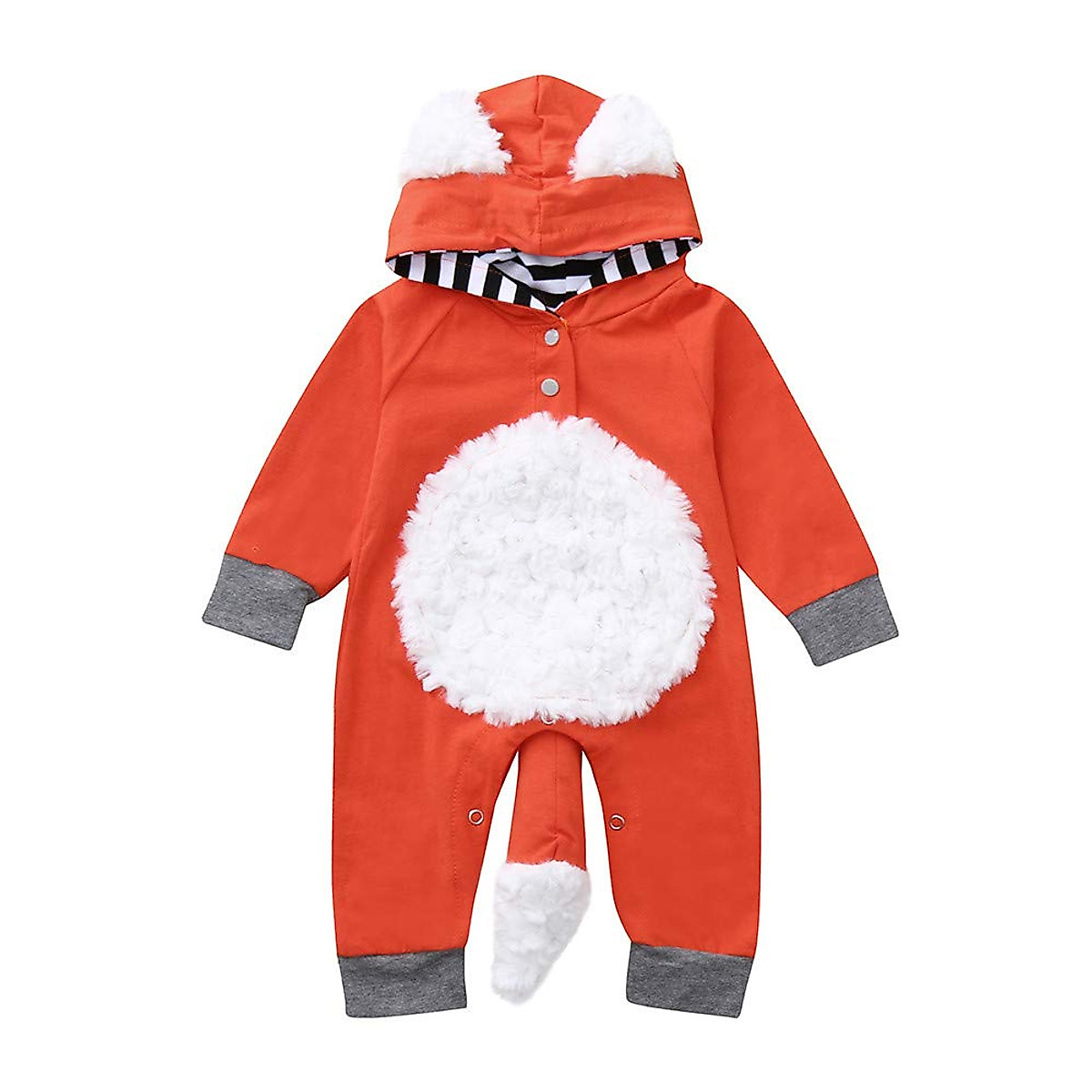 Infant Toddler Baby Boy Girl Hooded Romper Bodysuit Long Sleeve 3D Cartoon Fox Jumpsuit Outfits Set