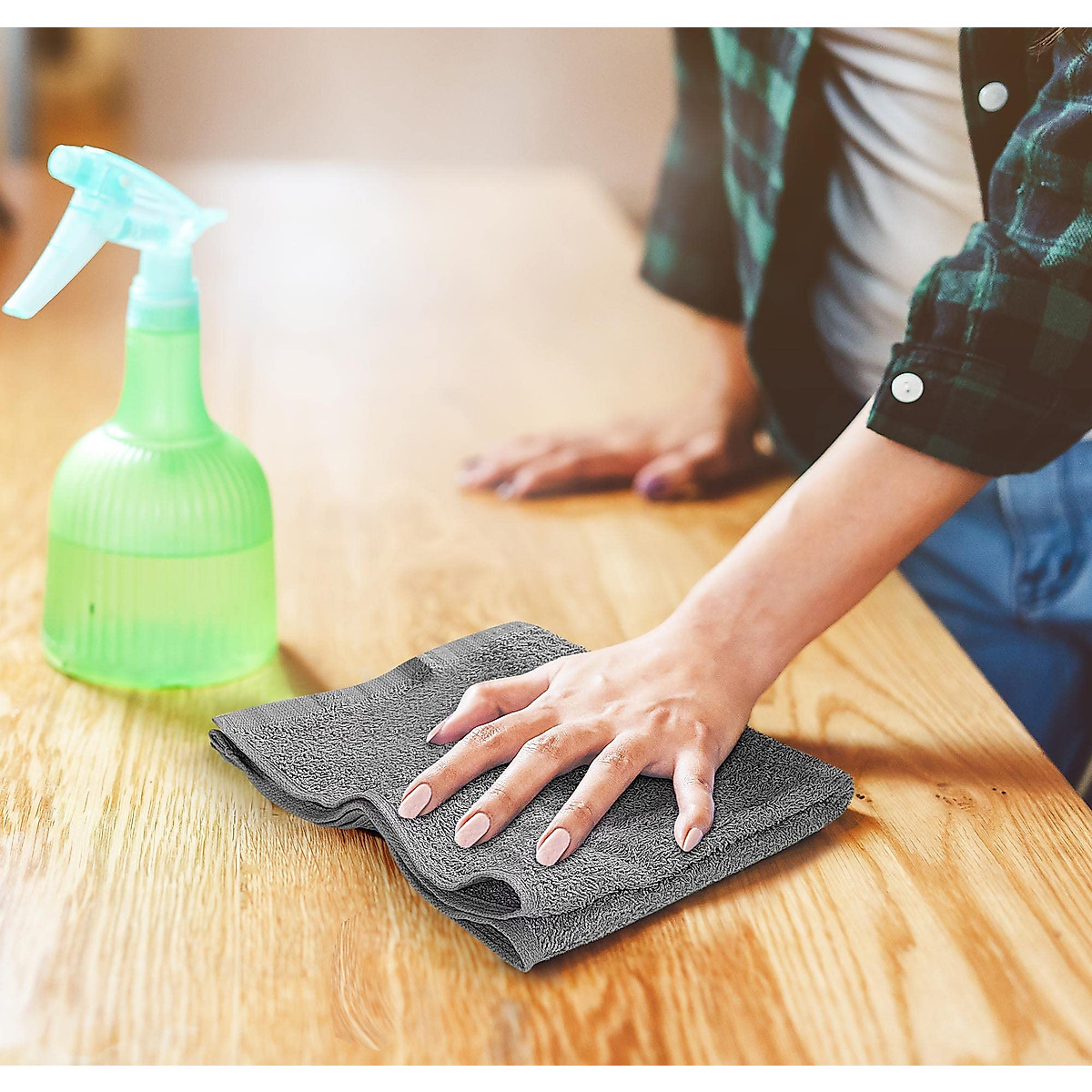 Utopia Towels Bundle of 24 Kitchen Bar Mops - 16"x19" Functional & Multipurpose (Grey & Electric Blue)