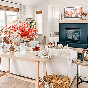 YIGHAI 6PC Fall Fake Eucalyptus Stems 24" Faux Silk Silver Dollar Leaves Branches Autumn Decor Artificial Plants Stems for Festival Thanksgiving Home Office Table Vase Decor