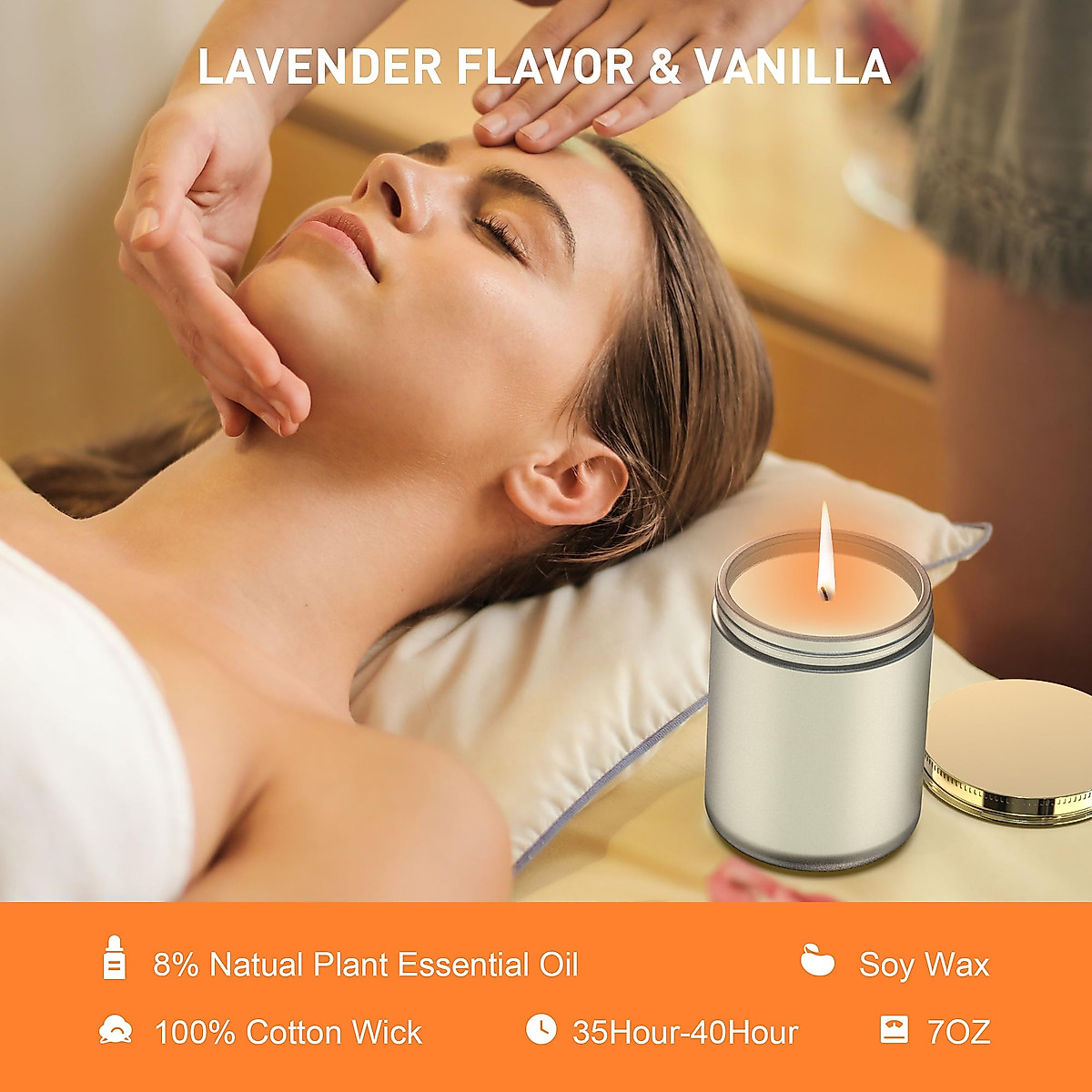 Ohcans Scented Candle Strong Balsam Jar Candles for Large Room Natural Soy Non Toxic Candles Aromatherapy Vanilla Scented Candle for Birthday Gift for Mom Dad