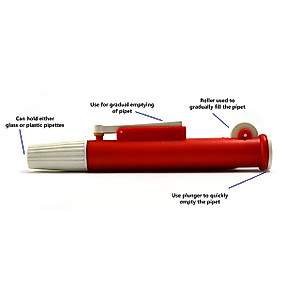 EISCO Seological Pipette & Pump, 25ml - Class A, Tolerance ±0.100 - White Graduation - Includes One-Hand Pump for Easy Pipette Flushing - Borosilicate Glass