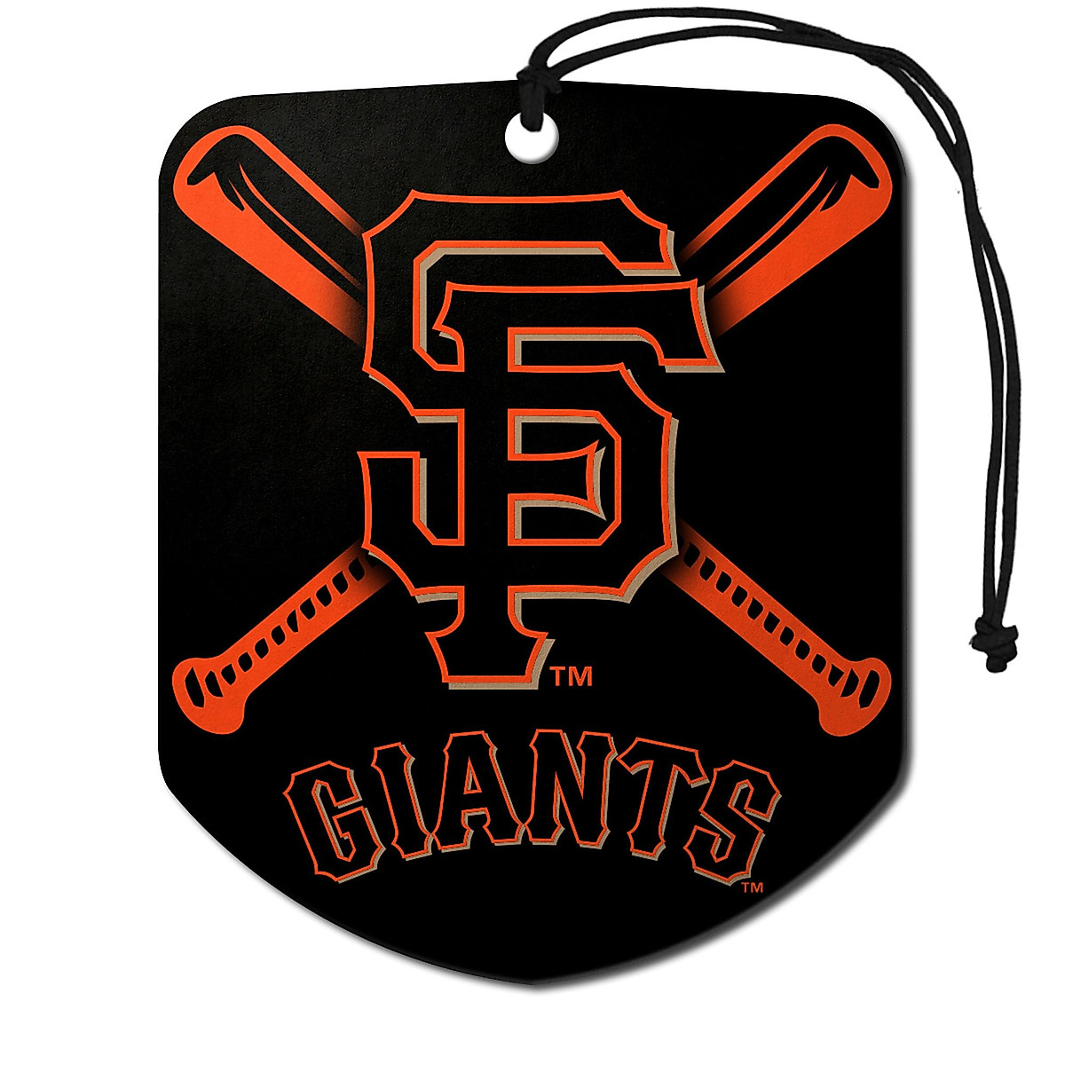 FANMATS 61556 MLB San Francisco Giants Hanging Car Air Freshener, 2 Pack, Black Ice Scent, Odor Eliminator, Shield Design with Team Logo