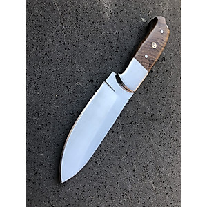 Custom Handmade Hunting Camping knife with Leather Sheath Rose wood Handle Razor Sharp beautiful Design Full Tang J2 Steel