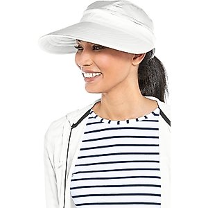 Coolibar UPF 50+ Women's Bel Aire Zip-Off Sun Visor - Sun Protective (One Size- White)