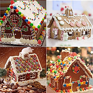 3D Christmas House Cookie Cutter Set, Gingerbread House Cutters Kit, Festive Xmas Stainless Steel Biscuit Cutter Set, Including Christmas Tree, Snowman, Reindeer, Sled Shapes, Gift Box Package(18 PCS)
