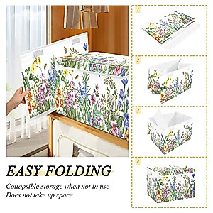 xigua Herbs and Wild Flower Storage Bins with Lids Foldable Large Cube Storage Boxes with Handles for Home Bedroom Closet Office (16.5x12.6x11.8 in)#54