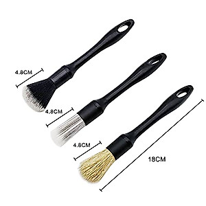 Car Detailing Brush, Ultra-Soft & Boar Hair Detailing Brush Set, Professional Natural detail Brush - Lint-free, Comfortable Grip Premium for Cleaning Air Vents, Engine Bays, Dashboard & Wheels