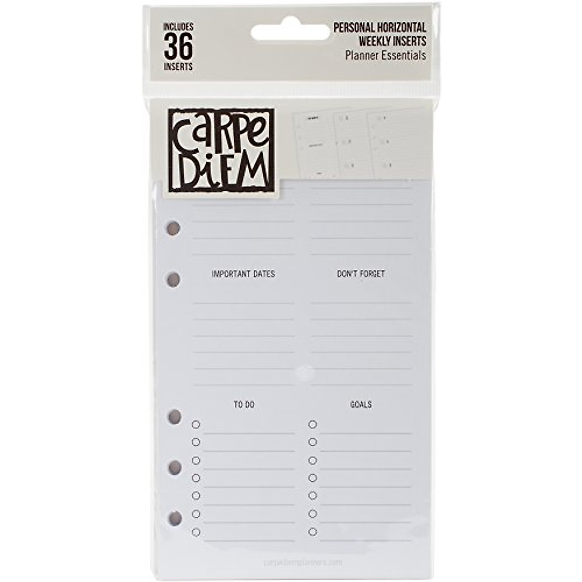 Carpe Diem by Simple Stories Personal Horizontal Format Weekly Planner Inserts