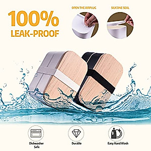 Healfyya Japanese Bento Box with Bag Leakproof Lunch Box with Utensils Stackable Food Containers Includes Sauce Container 54OZ White