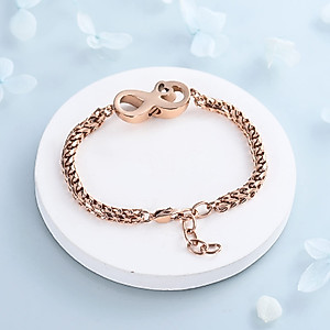 Imrsanl Cremation Jewelry Infinity Urn Bracelet for Ashes Stainless Steel Ashes Bracelet Bangles Keepsake Memorial Jewelry Ash Holder for Women Men - Adjustable (Infinity-Rose)