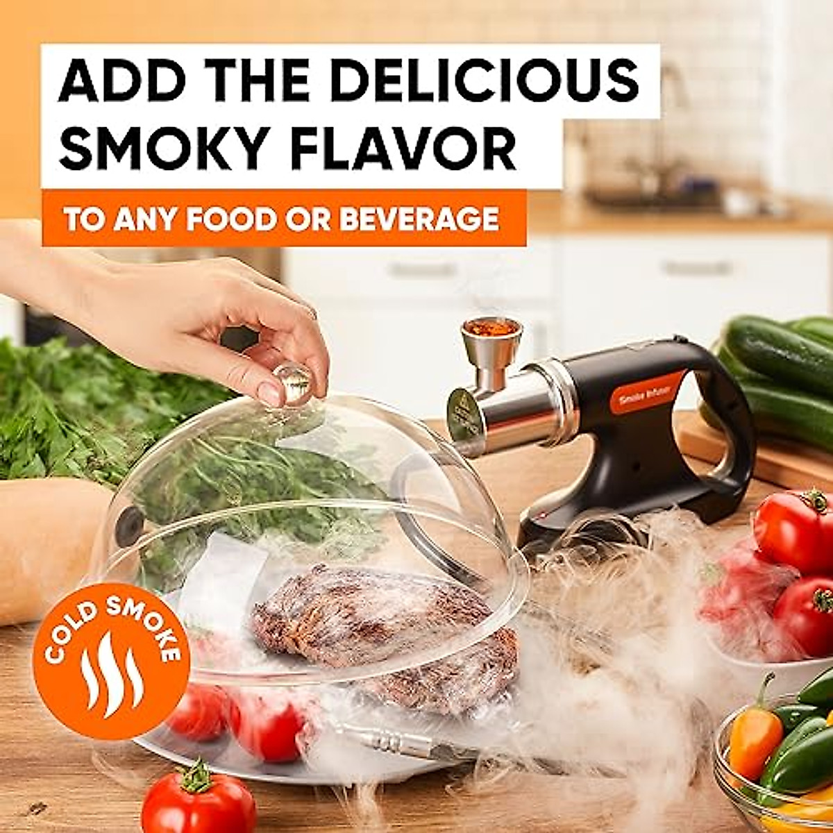 Jo Chef Professional Handheld Smoke Gun – Cold Smoker + Vacuum Function – USB Smoking Gun Food Smoker – Wood Chips Included - Ideal Gift for Chefs and Mixologists – Use for Sous Vide, Cocktails + Ebook