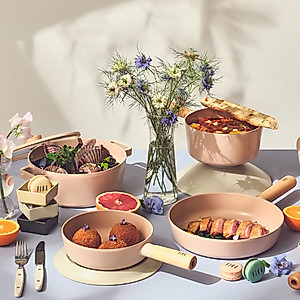 Neoflam FIKA 1.7QT 18cm Mini Peach IH Saucepan with Glass Lid, Full Induction Heating