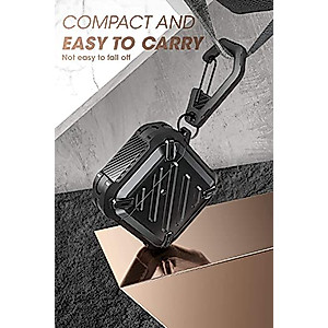 SUPCASE Unicorn Beetle Pro Series Case Designed for Airpods 1 & 2, Full-Body Rugged Protective Case with Carabiner for Apple Airpods 1st & 2nd (Black)