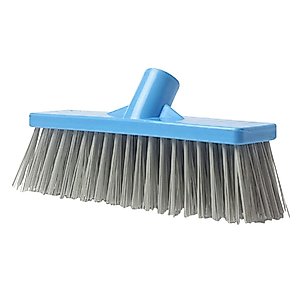 Generic Floor Scrubber Push Broom Brush Outdoor Stiff Broom Head Handle Heavy Duty Indoor Rough Surface Scrub Brush Broom for Floor Cleaning Deck Wall Tile Floor Driveway Outdoor Broom