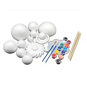 40 Pack Solar System Model Kit Includes Color Pigments, Paint Tray Palette, Brushes,Foam Balls| for Kids Planet School Science Project