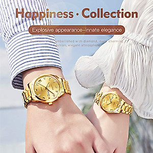 OLEVS Ladies Gold Watches for Women, Fashion Quartz Analog Small Wrist Watches, Water Resistant (up to 30m), Minimalist Gold Dial, Stainless Steel Band, Women's Watch