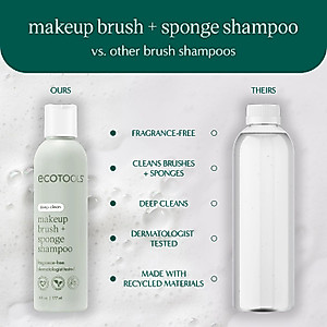 EcoTools Cleanser Shampoo for Makeup Brush/Sponge/Puffs, Remove Makeup & Impurities, Fragrance-Free, No Harsh Chemicals, Vegan & Cruelty-Free, 6 fl.oz./177 ml, 1 Count