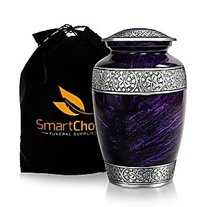 SmartChoice Cremation Urn for Human Ashes Adult Memorial Funeral Vase with Secure Lid Royal Purple Handcrafted Adult Urn (Adult Cremation Urn)