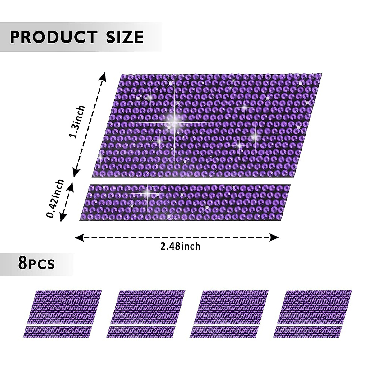 8Pcs Bling Wheel Rim Decals,Rhinestone Reflective Stickers Car Decorations,Self-Adhesive Universal Tire Rim Stickers for 16-21 Inch Wheels Tire Rim(Purple)