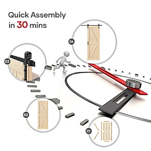 ROYMELO 30x84 inch Sliding Barn Wood Door Slab with 5ft Hardware Kit, Requires Simple DIY Assembly