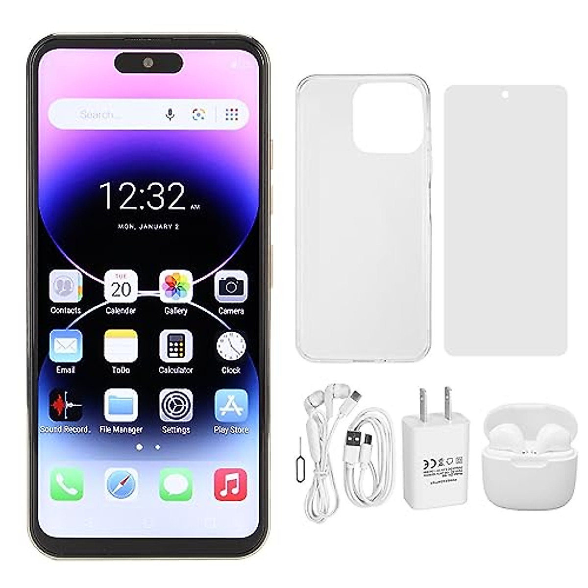 DAUERHAFT I14promax Smartphone, I14 Pro 4G Smartphone Slim Body 8MP 24MP Camera 2520x3088 Resolution for Work Use (#2)