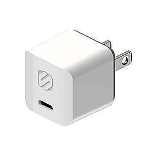 SCOSCHE HPDC20WT-SP Fast Charger PowerVolt 20W Mini Cube USB-C, Wall Adapter for Phone, 4X Faster Power Charge, Portable Outlet Plug, White