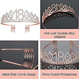 18th Birthday Decorations Girl Including18th Birthday Crown/Tiara, Sash, Cake Topper, and Candles,18th Birthday Gifts for Girls Sweet 18 Birthday Decorations