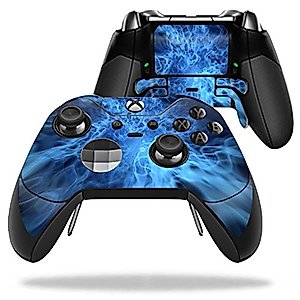 MightySkins Skin Compatible with Microsoft Xbox One Elite Controller - Blue Mystic Flames | Protective, Durable, and Unique Vinyl wrap Cover | Easy to Apply, Remove | Made in The USA