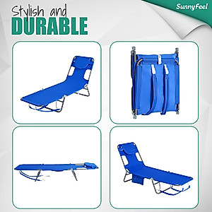 SUNNYFEEL Beach Lounge Chair, Backpack Reclining Beach Chairs Lay Flat, Sun Face Down Tanning Chair, Folding Camping Chairs Portable Camp Cot with Backpack Straps for Outdoor/Picnic/Lawn