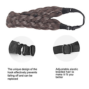 Coolcos Elastic Synthetic Chunky Hair Braid 5 Strands Braids Hair Headbands Plaited Braided Headband (Dark Brown As Image)
