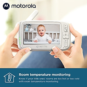 Motorola Nursery VM75 Video Baby Monitor Camera, 480x272p, 1000ft Range 2.4 GHz Wireless 5" Screen, 2-Way Audio, Temperature Sensor, Night Vision