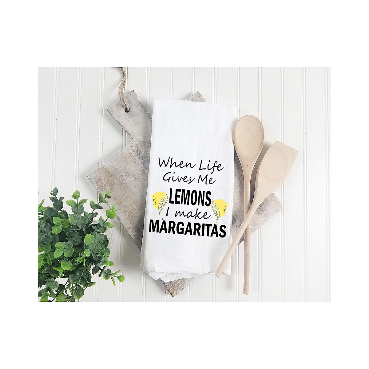 When Life give me Lemons i Make Margaritas - Dish Towel Kitchen Tea Towel Funny Saying Humorous Flour Sack Towels Great Housewarming Gift 28 inch by 28 inch, 100% Cotton, Multi-Purpose Towel