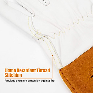 BEETRO Working Gloves 1 Pair, Tig Welding Cowhide Split Leather, Heat/Fire Resistant BBQ/Warehouse/Heavy Duty/Animal Handling Glove, Extremely Soft and Flexible