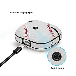 HIDAHE Case for Airpods 3 2021, Airpods 3 Cover, Airpods 3 Skin Accessories Sport Pattern Airpods 3 Cover Leather Case for Apple Charging Case for Airpods 3 2021, Baseball