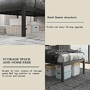 Bonkiss King Bed Frame 3000 lbs+, King Bed Frame No Box Spring Needed, Heavy Duty Tall Metal King Platform Bed Frames with Large Storage Space, Noise Free, Black.